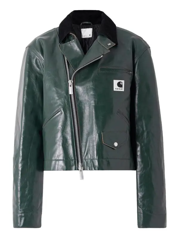 Sacai Carhartt Wip X Leather Biker Jacket - Green