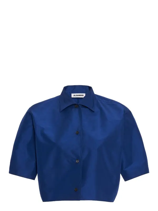 JIL SANDER Cropped Button-down Shirt - Blue
