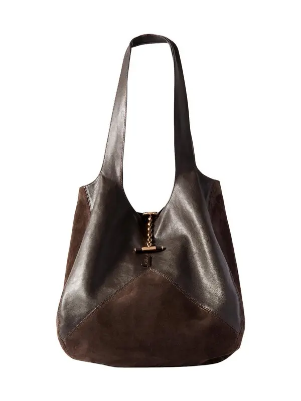 Chloé Balloon Leather And Suede Tote - Brown