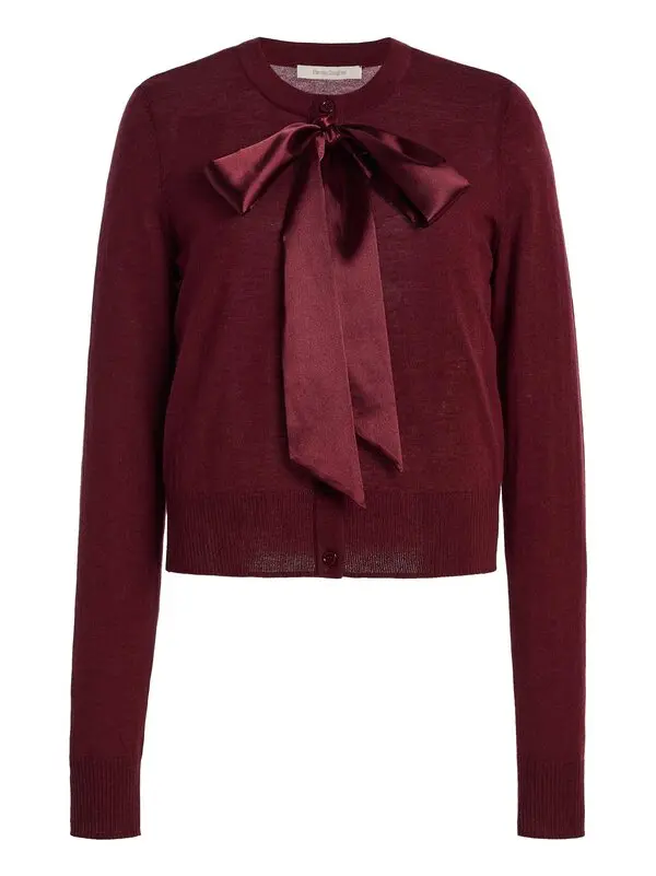 FAVORITE DAUGHTER Take A Bow Embellished Wool Sweater - Burgundy
