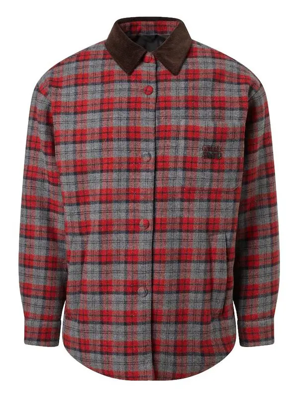Miu Miu Plaid Virgin Wool Down Overshirt - Red