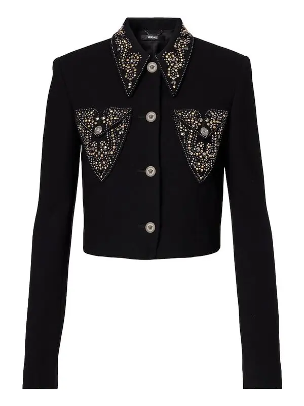 Versace Studded Wool-blend Jacket - Black