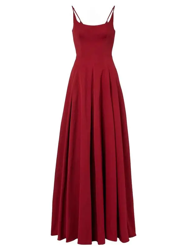 Staud Joy Pleated Cotton-blend Gown - Burgundy