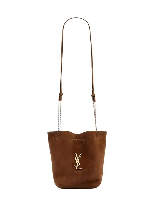 Saint Laurent Cassandre Suede Bucket Bag - Brown