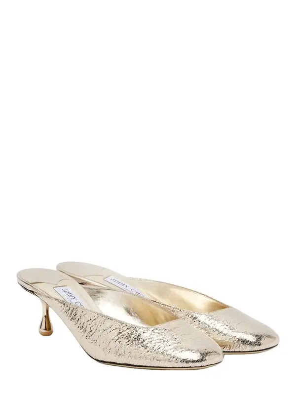 JIMMY CHOO Pixie 50 Metallic Mules - Gold