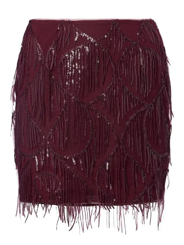 Remain Birger Christensen Sequined Mini Skirt - Burgundy