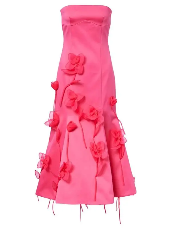 Remain Birger Christensen Floral-appliqué Midi Dress - Pink