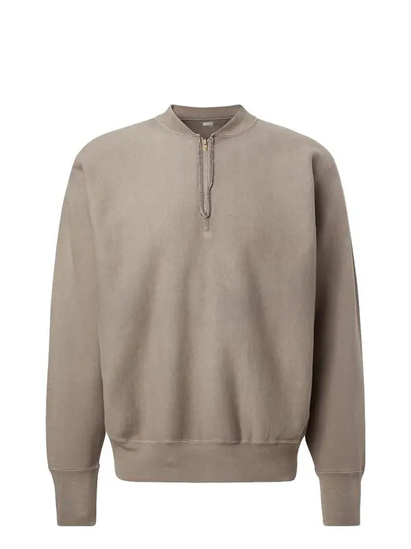 A.PRESSE Cotton Jersey Half-zip Sweatshirt - Beige