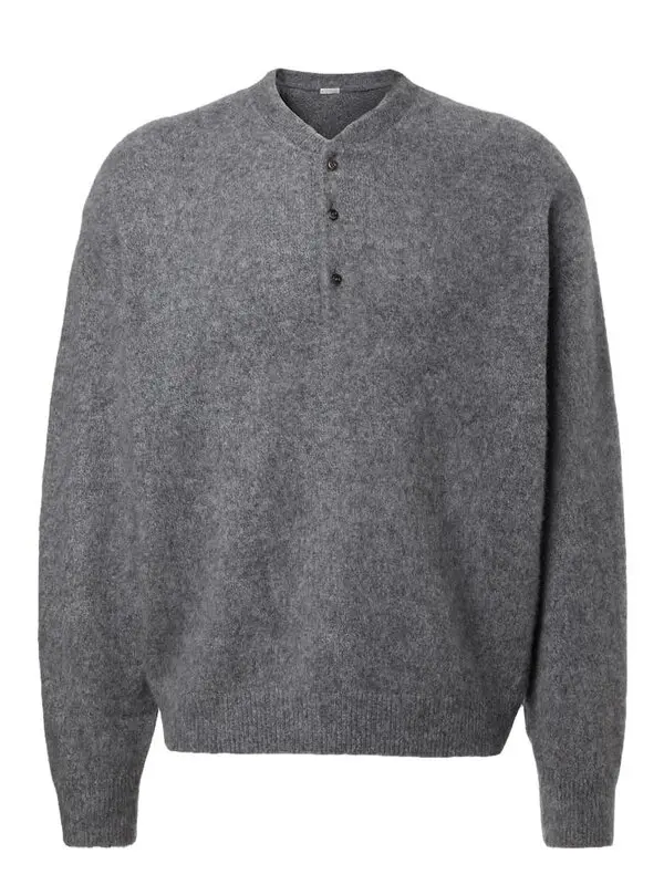 A.PRESSE Cashmere Henley Sweater - Grey