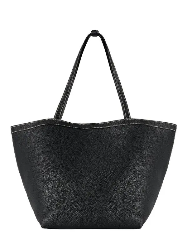 THE ROW Park Tote Three Stitch Bag - Black / Ecru