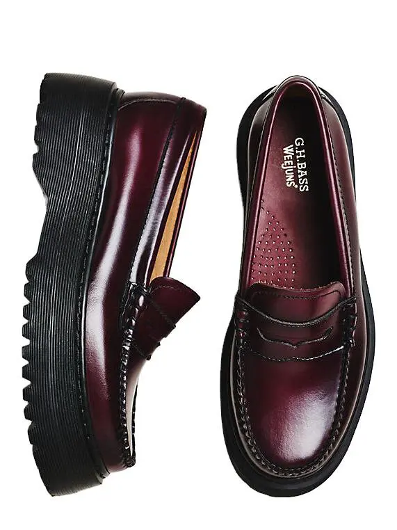G.H.BASS Weejuns Whitney Super Lug Loafers - Wine