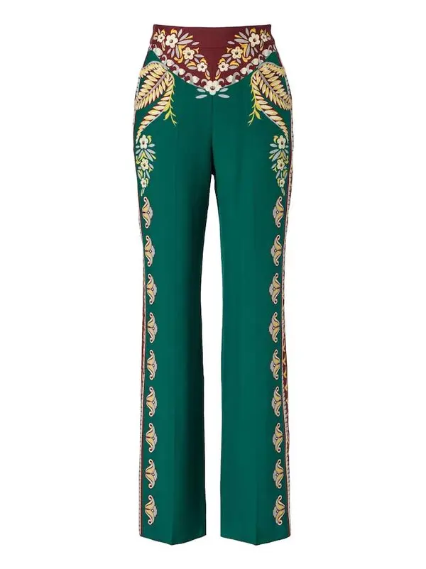 Etro Printed Wide-leg Pants - Green