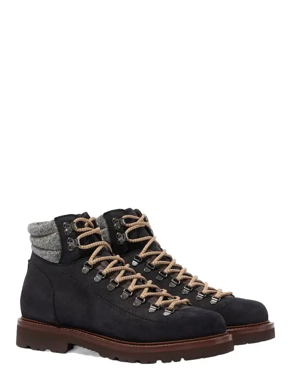 Brunello Cucinelli Suede Lace-up Boots - Blue
