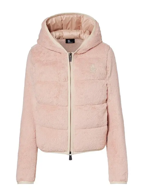 Moncler Down-paneled Zip-up Hoodie - Pink