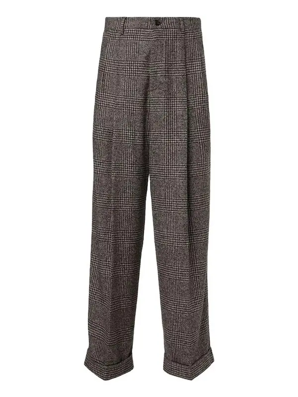 Dolce & Gabbana Houndstooth Wide-leg Pants - Brown