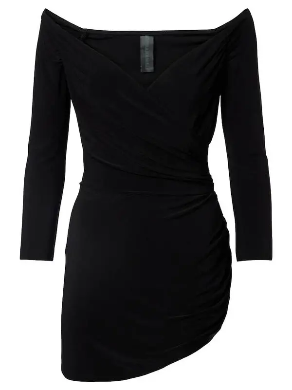 Norma Kamali Ruched Jersey Mini Dress - Black