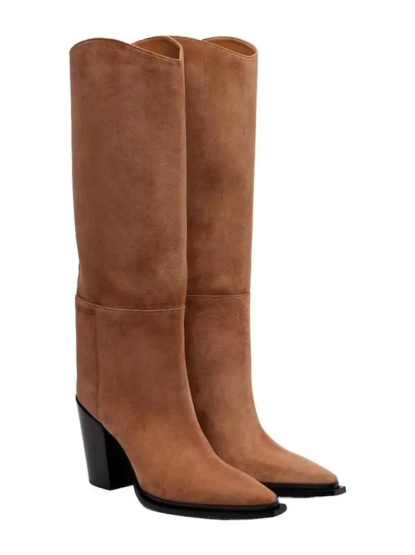 JIMMY CHOO Cece 80 Suede Knee-high Boots - Brown