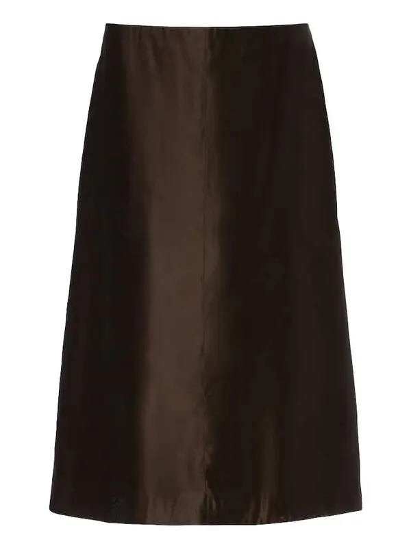 Khaite Nania Twill Midi Skirt - Brown