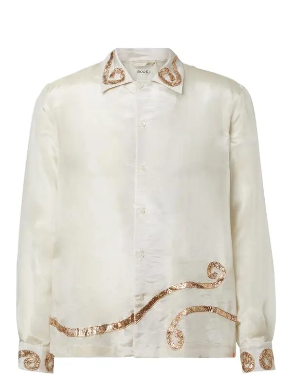 BODE Lido Appliqué Semi-sheer Shirt - White