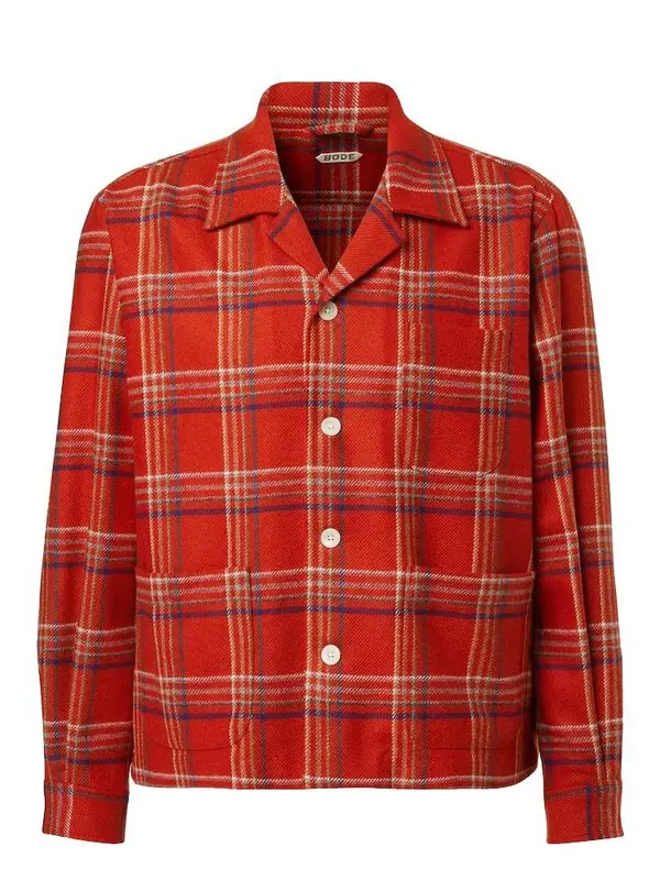 BODE Gable Plaid Wool Flannel Overshirt - Red