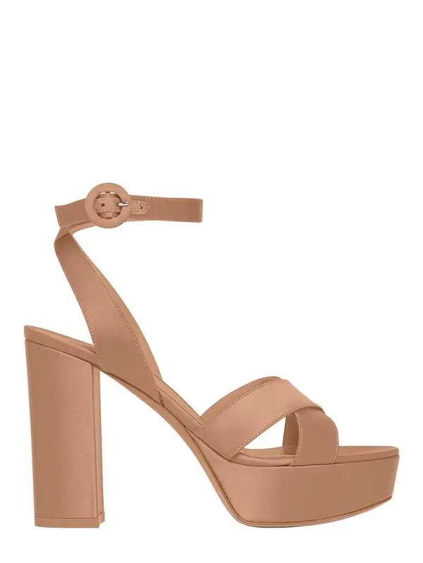GIANVITO ROSSI Crisscross Ankle-strap Platform Sandals - Beige