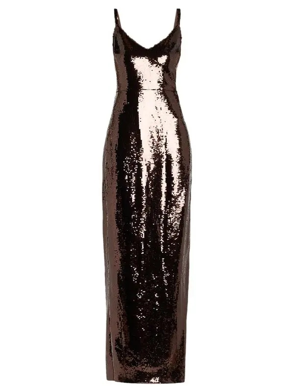 L'Agence Karma Sequined Maxi Dress - Chocolate