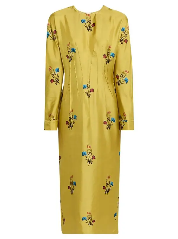 Marni Floral Silk Twill Maxi Dress - Citronelle