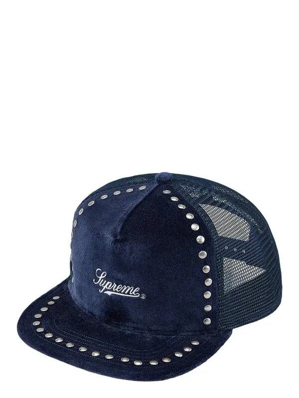 Supreme Studded Velvet Mesh Back 5-panel - Blue