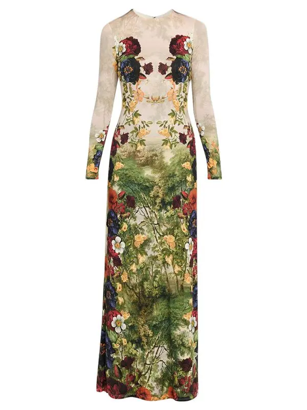 Alice + Olivia Delora Long-sleeve Maxi Dress - Forbidden Forest