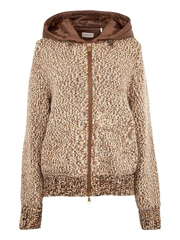 Moncler Hooded Cardigan - Brown