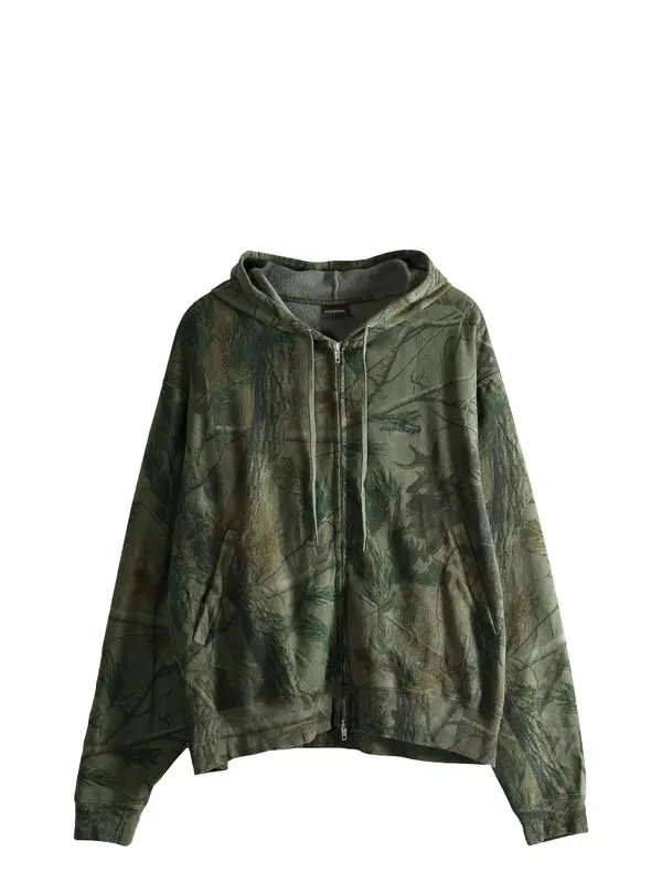Balenciaga Oversized Zip-up Hoodie - Green