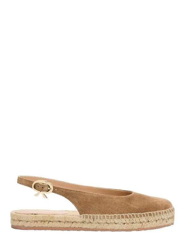 GIANVITO ROSSI Suede Slingback Ballerina Espadrilles - Brown