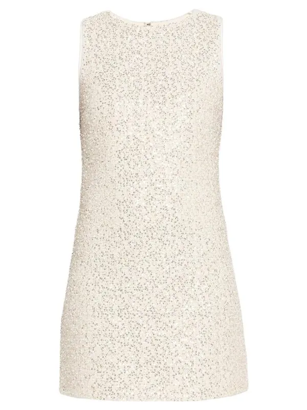 Alice + Olivia Cade Embellished Tweed Mini Dress - Off White