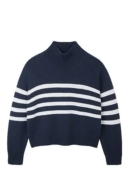 THE WHITE COMPANY Striped Wool And Cashmere-blend Jumper - Porce/navy