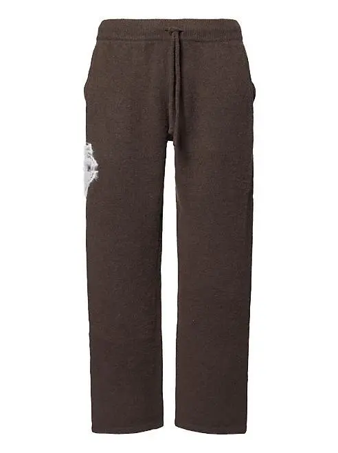 THE COUTURE CLUB Monogram Emblem Wide-leg Knitted Jogging Bottoms - Brown