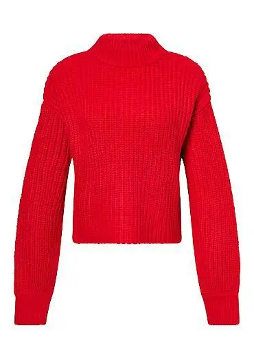 Good American Chunky Mock-neck Knitted Jumper - Chili001