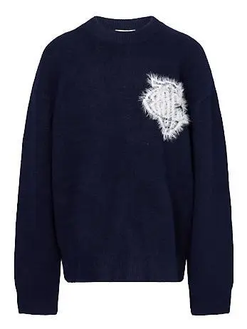 THE COUTURE CLUB Monogram Emblem Knitted Jumper - Navy