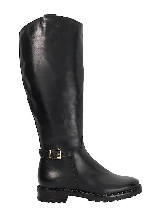 DUNE Tabbey Leather Knee-high Boots - Black Leather