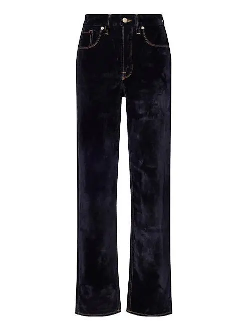 Good American Good Icon Straight-leg Velvet Jeans - Indigo939