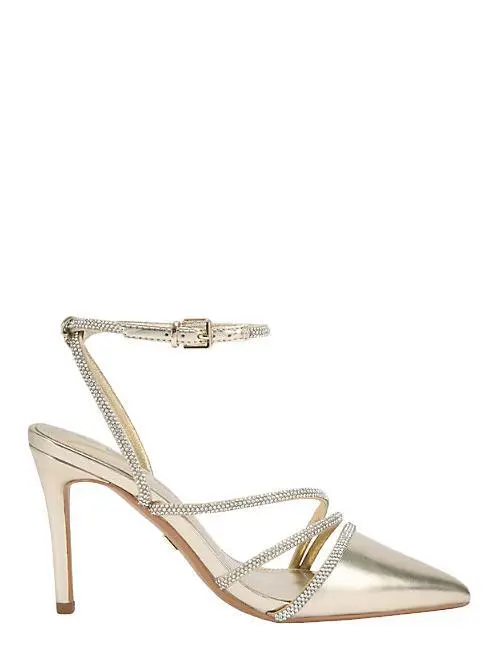 Kurt Geiger Savanna Patent Faux-leather Heeled Courts - Gold