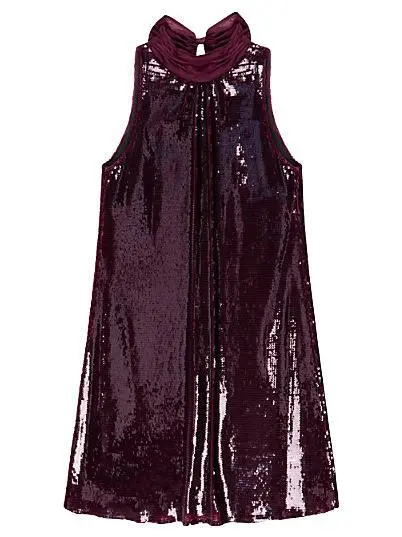 RO&ZO Sequin-embellished Halterneck Mini Dress - Wine