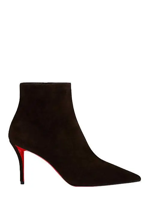 CHRISTIAN LOUBOUTIN Miss Z Booty 80 Suede Boots - Cafe