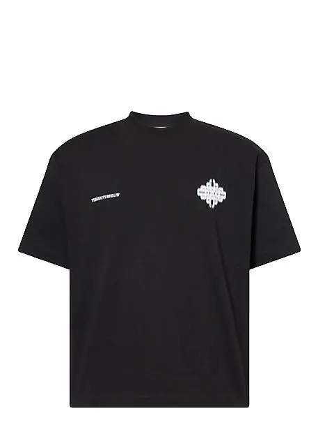 THE COUTURE CLUB Motion-blurred Emblem Short-sleeve Cotton T-shirt - Black