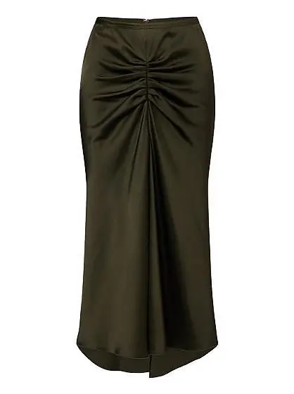 Victoria Beckham High-waist Woven Midi Skirt - Dark Olive