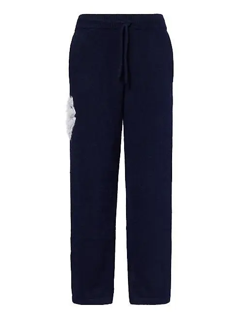 THE COUTURE CLUB Monogram Emblem Straight-leg Knitted Jogging Bottoms - Navy