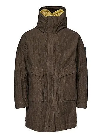 Stone Island Hooded Corduroy Coated Cotton-blend Parka - Military Green