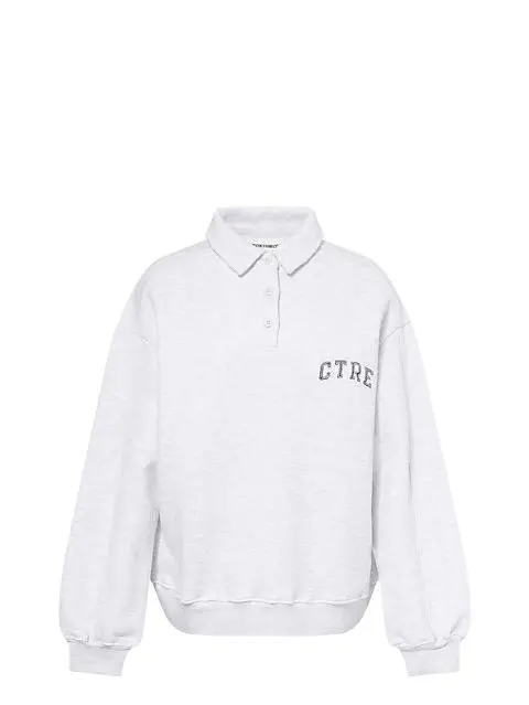 THE COUTURE CLUB Cotton-blend Polo Sweatshirt - Greymarl