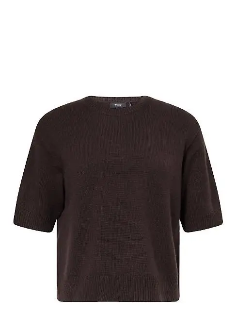 Theory Cropped Short-sleeve Cashmere T-shirt - Cacao