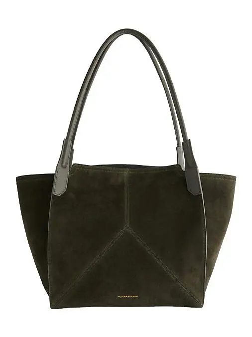Victoria Beckham Small Suede Tote Bag - Dark Olive