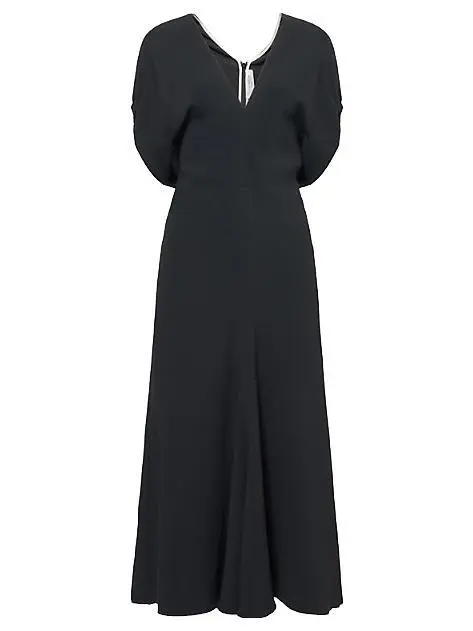 Victoria Beckham Blouson-sleeve Fluid-cady Midi Dress - Black